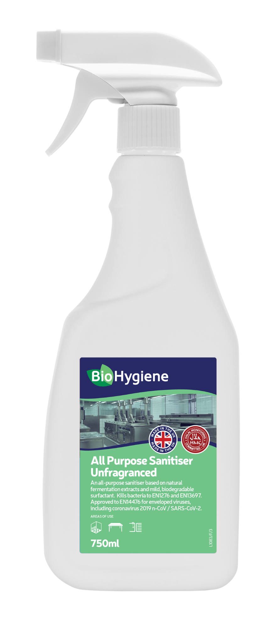 Pattersons. Bio Hygiene All Purpose Sanitiser Unfragranced 750ml (Single)